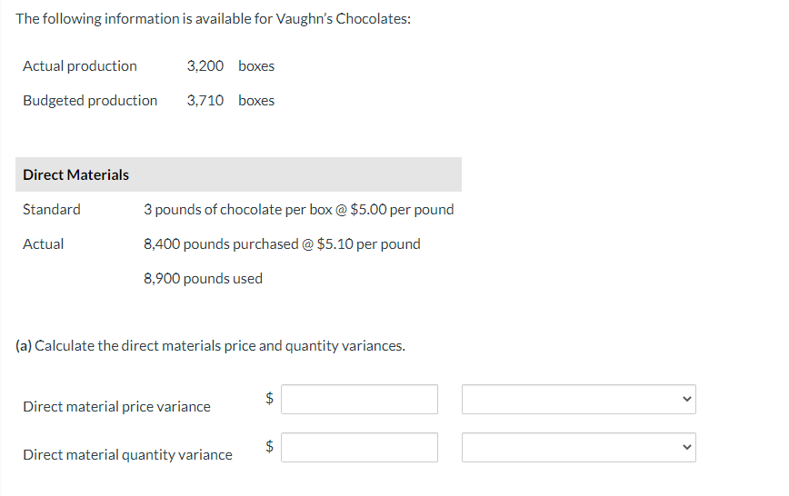 Solved The following information is available for Vaughn's | Chegg.com