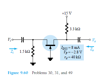 Solved For JFET Common-Gate Configuration, Determine Zi, Zo, | Chegg.com