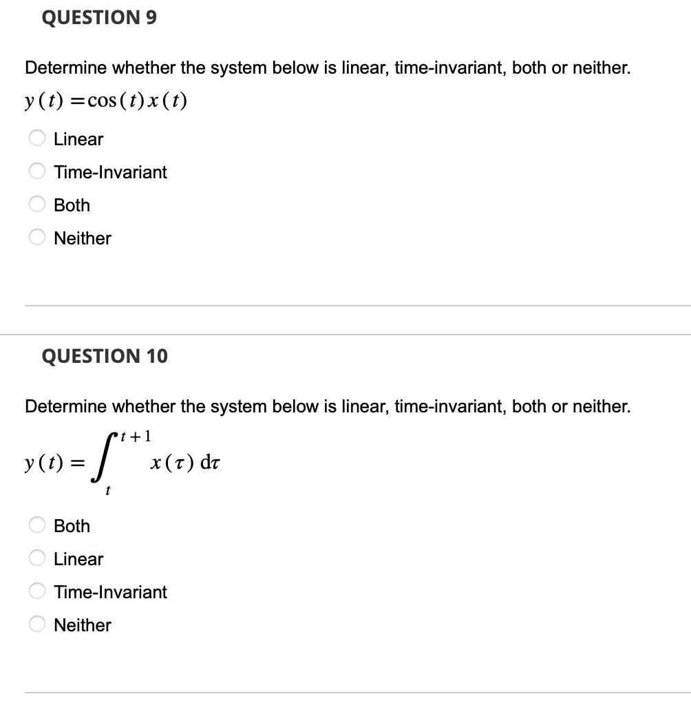 Solved Determine whether the system below is linear, | Chegg.com