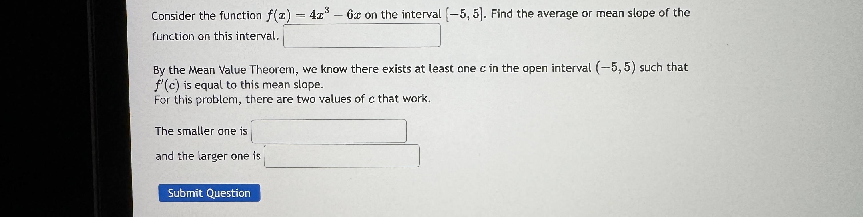 Solved Consider the function f(x)=4x3−6x on the interval | Chegg.com