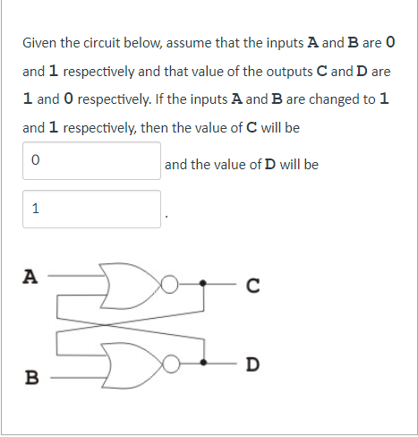 Solved Given the circuit below, assume that the inputs A and | Chegg.com