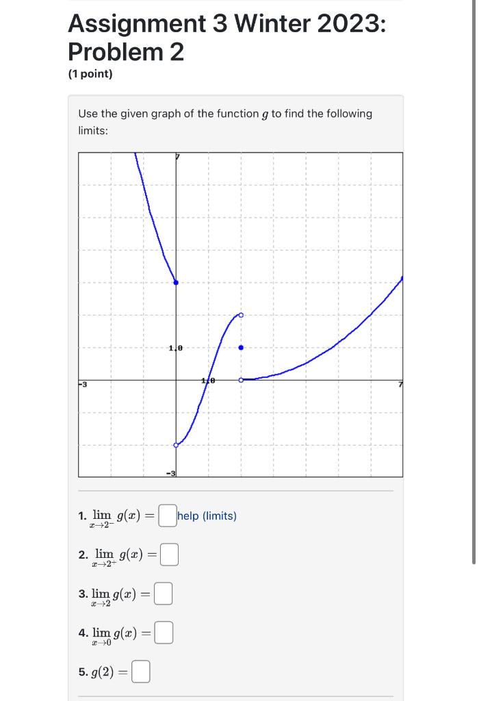 Solved Assignment 3 Winter 2023: Problem 2 (1 point) Use the | Chegg.com