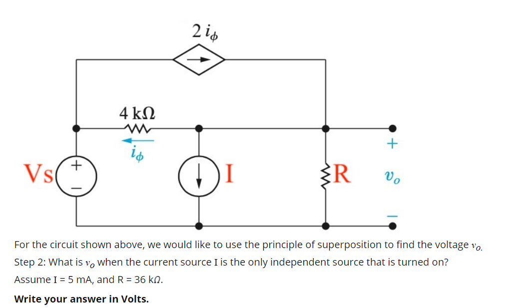 Solved 2 io 4 k12 + + Vs I R V. For the circuit shown above, | Chegg.com