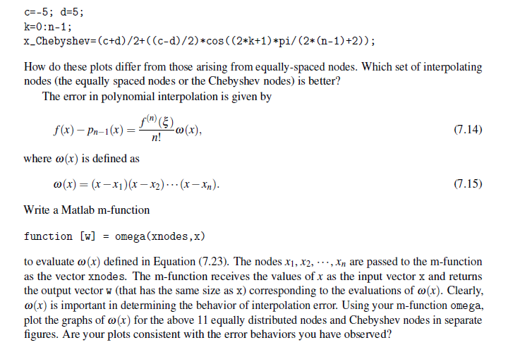 Problem 7.1 Write an Matlab m-function Lagrange.m to | Chegg.com
