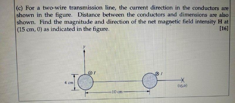 Solved (c) For a two-wire transmission line, the current | Chegg.com