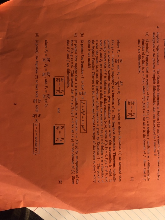 Solved 4. Implicit Differentiation The Chain Rule discussed | Chegg.com