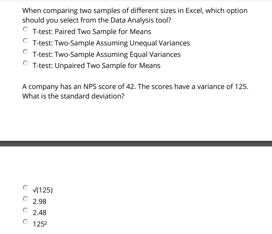 Solved When comparing two samples of different sizes in | Chegg.com