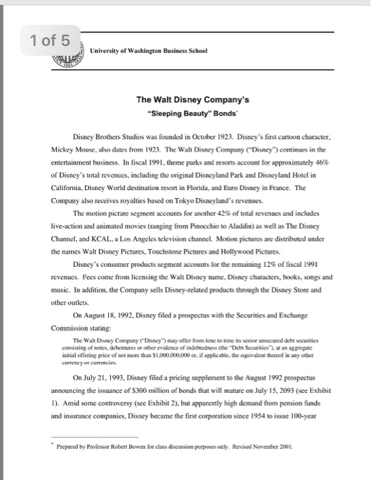 Solved 1 of 5 University of Washington Business School The | Chegg.com