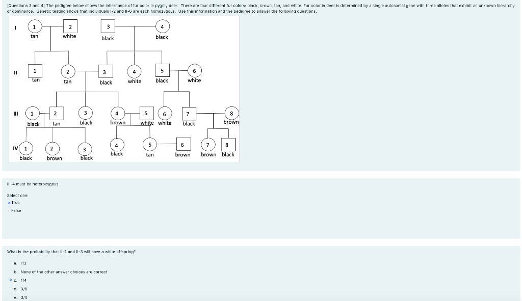 [Solved]: [Questions 3 and 4] The pedigree below shows the