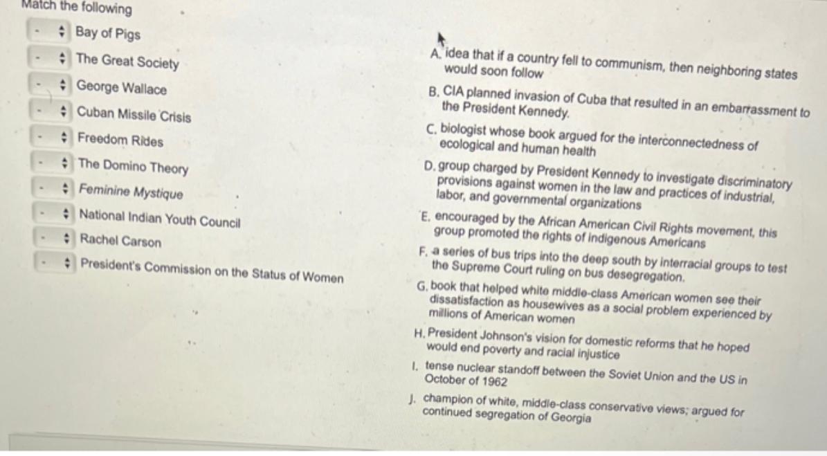 Bay of Pigs The Great Society A. idea that if a | Chegg.com