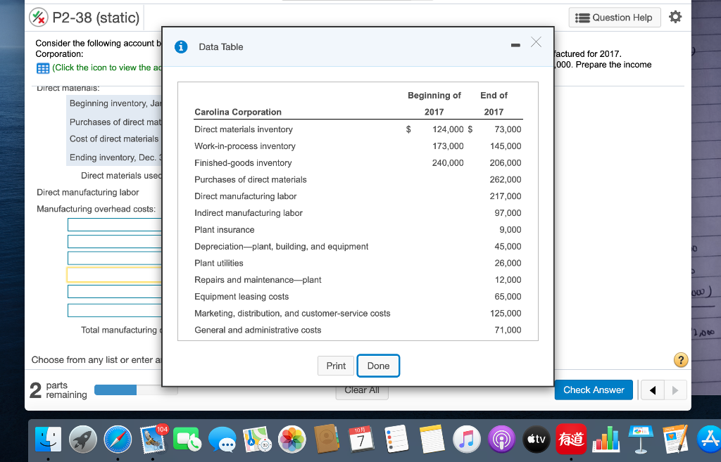 Solved % P2-38 (static) Question Help o Consider the | Chegg.com