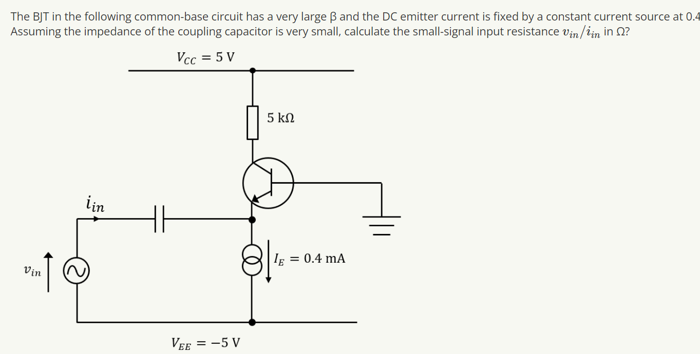 Solved a The BJT in the following common-base circuit has a | Chegg.com