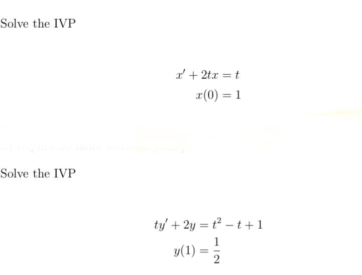 Solved Solve the IVP x′+2tx=tx(0)=1 Solve the IVP | Chegg.com