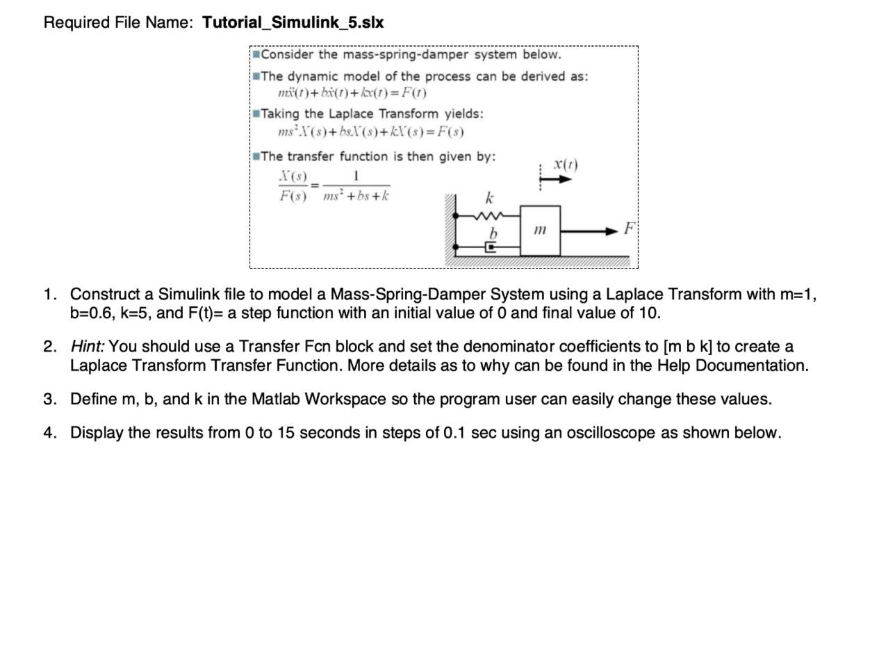 Solved Required File Name: Tutorial_Simulink_5.slx Consider | Chegg.com