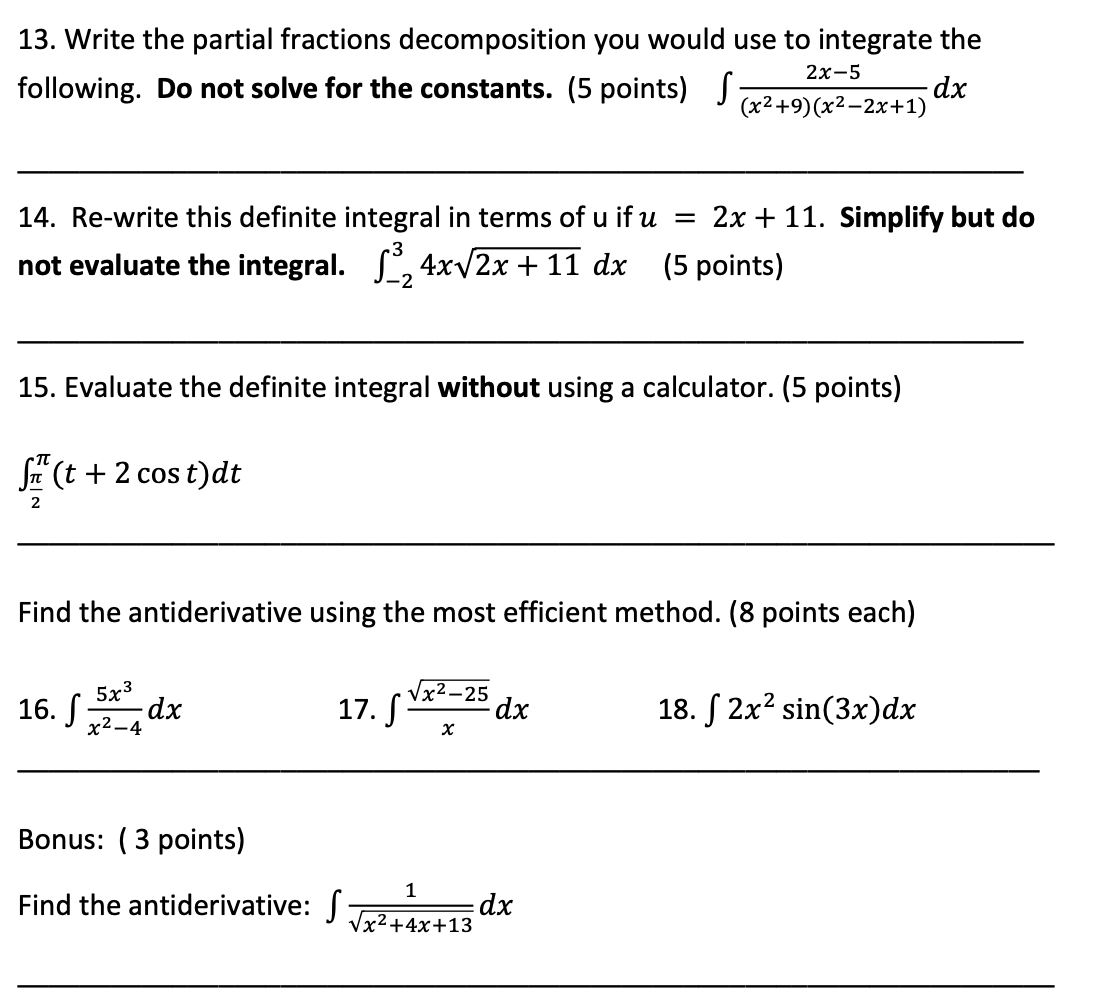 Solved 13. Write the partial fractions decomposition you | Chegg.com