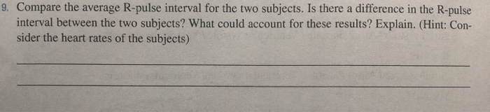 Solved 9. Compare the average R-pulse interval for the two | Chegg.com