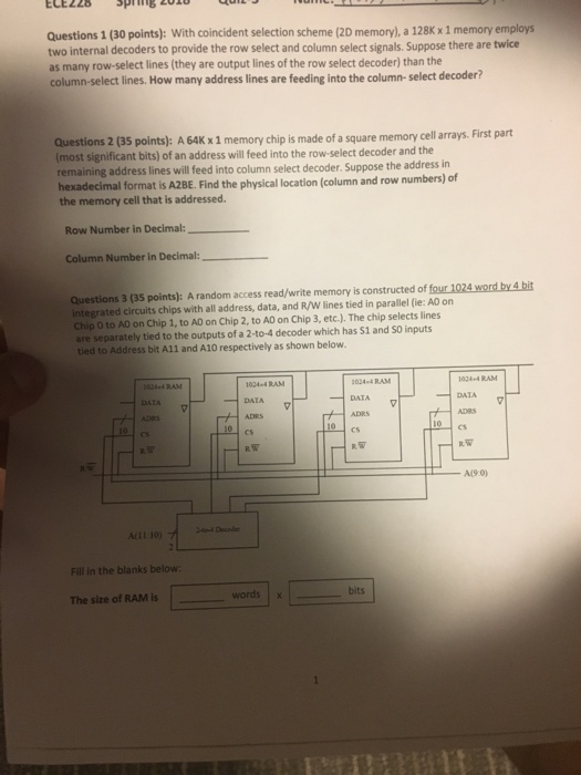 Solved Questions 1 (30 points): With coincident selection | Chegg.com