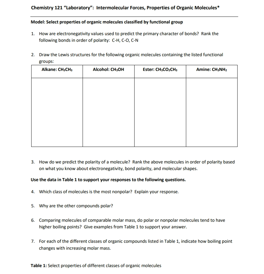 Solved Chemistry 121 "Laboratory": Intermolecular Forces, | Chegg.com