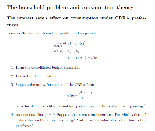 Solved The household problem and consumption theory The | Chegg.com