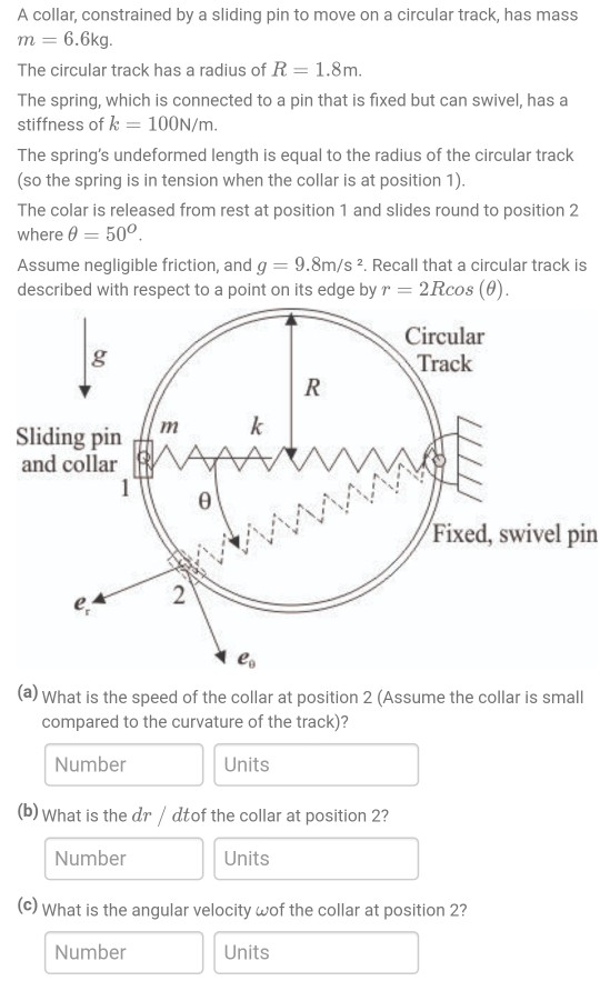 Solved A collar, constrained by a sliding pin to move on a | Chegg.com