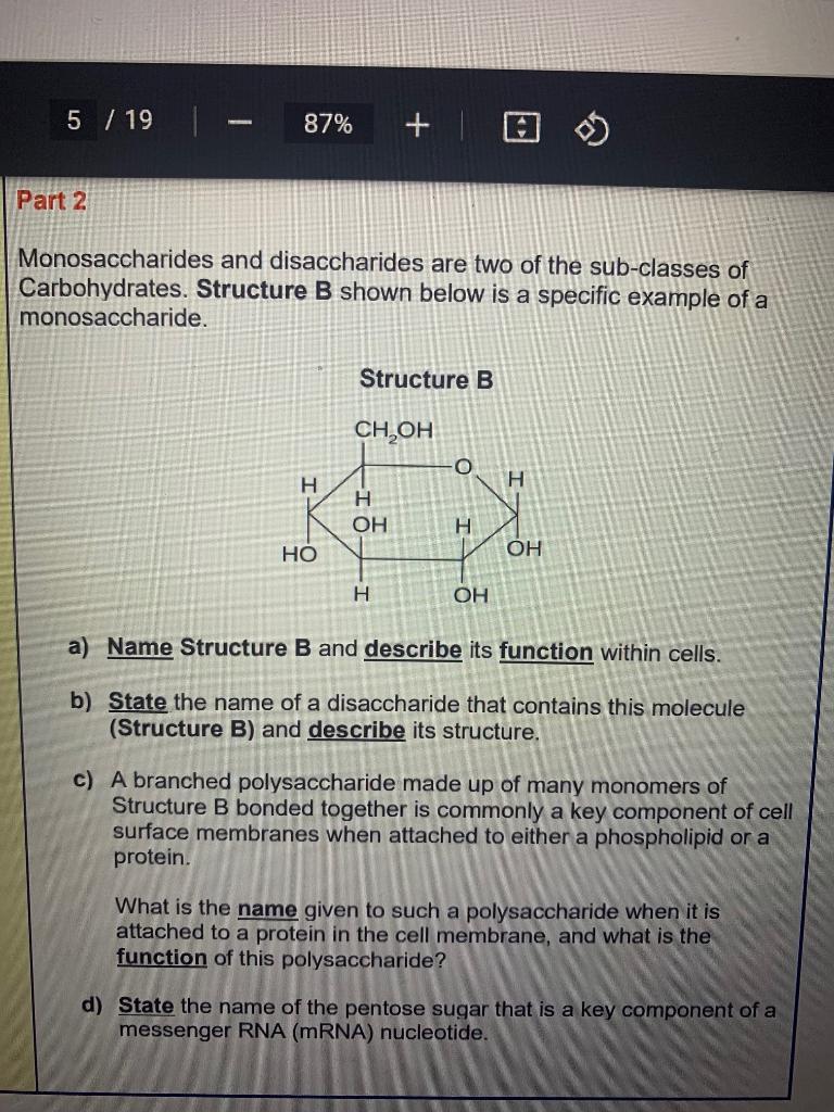 Solved Monosaccharides and disaccharides are two of the | Chegg.com