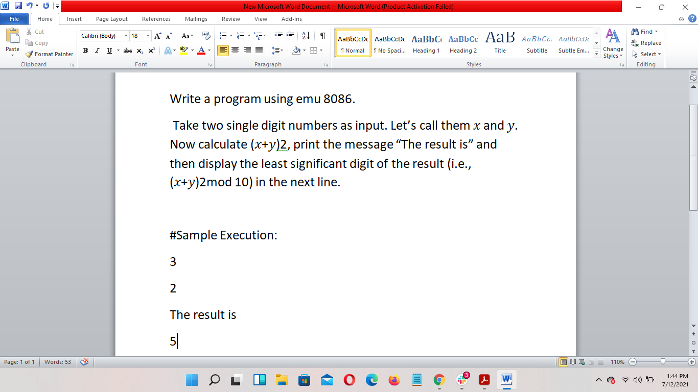 Solved Write an assembly code using Emu 8086 software. | Chegg.com