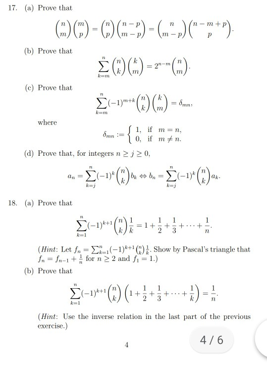 Solved 17. (a) Prove that (b) Prove that (3)C") - ()