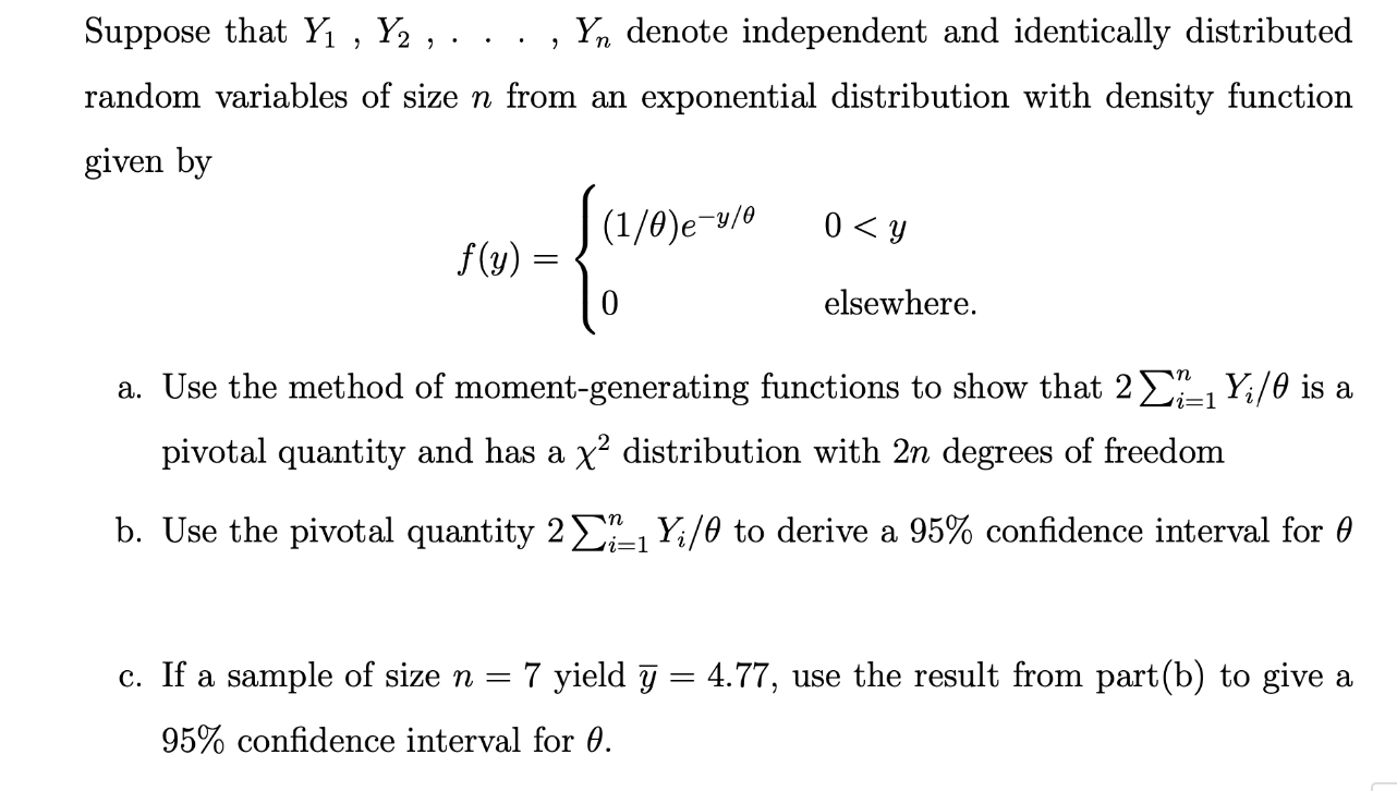 Solved Suppose that Y1,Y2,…,Yn denote independent and | Chegg.com