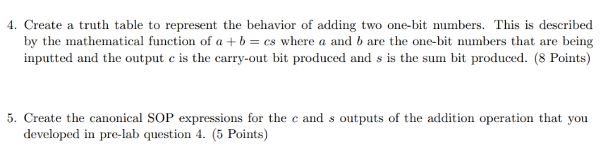 Solved 4. Create a truth table to represent the behavior of | Chegg.com