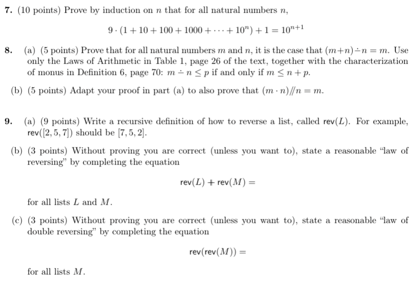 Solved 7. (10 points) Prove by induction on n that for all | Chegg.com