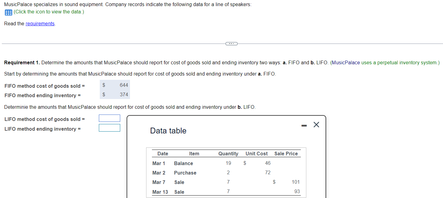 Solved PLEASE READ THIS BEFORE ANSWERING:Ignore the FIFO | Chegg.com