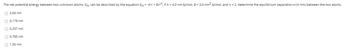 Solved The net potential energy between two unknown atoms. | Chegg.com