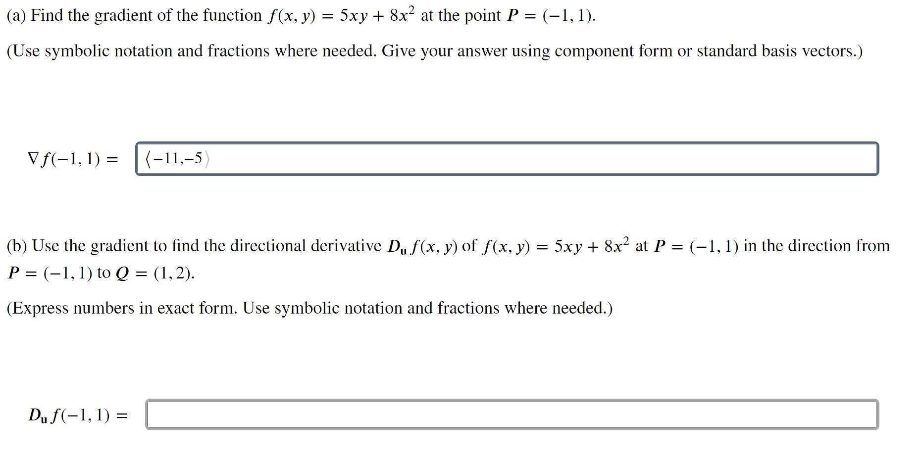 Solved (a) Find the gradient of the function f(x,y)=5xy+8x2 | Chegg.com