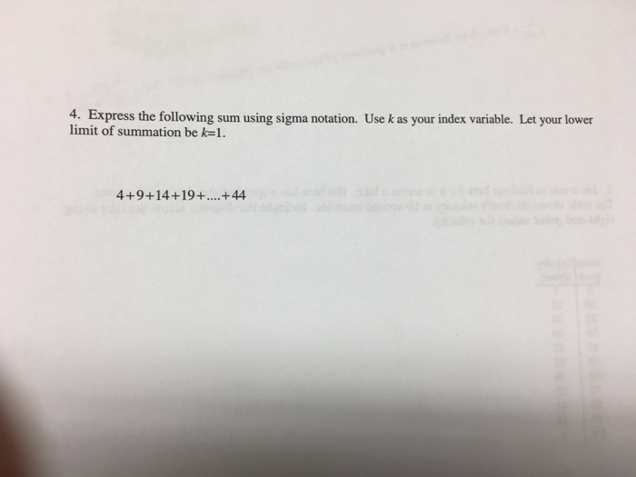 Solved 4. Express the following sum using sigma notation. | Chegg.com Solved 4. Express the following sum using sigma notation. | Chegg.com