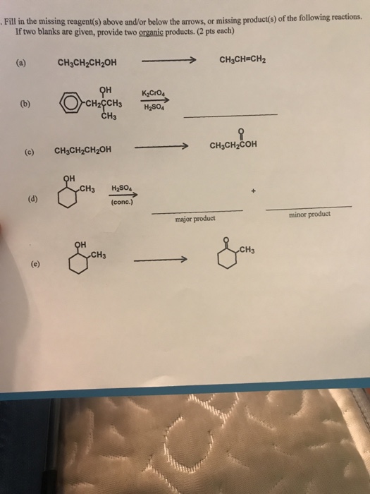 Solved Fill in the missing reagents above the arrows, or the | Chegg.com
