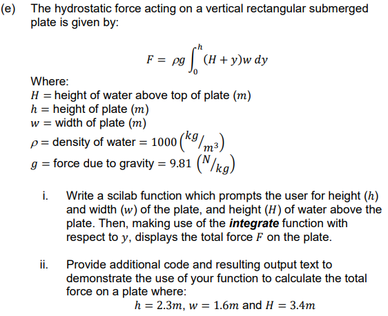 Solved The hydrostatic force acting on a vertical | Chegg.com
