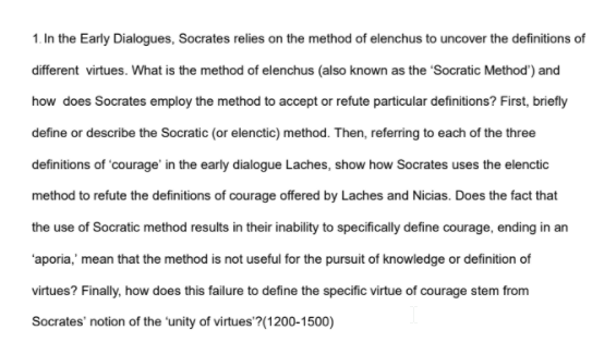 1. In the Early Dialogues, Socrates relies on the | Chegg.com