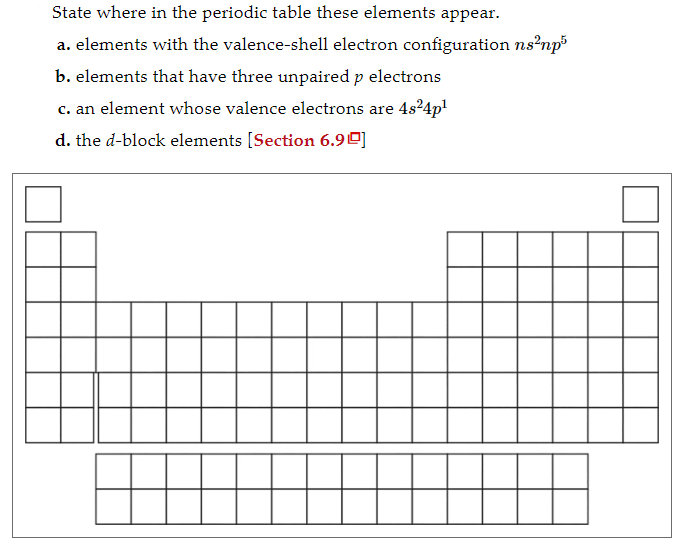 Solved State where in the periodic table these elements | Chegg.com