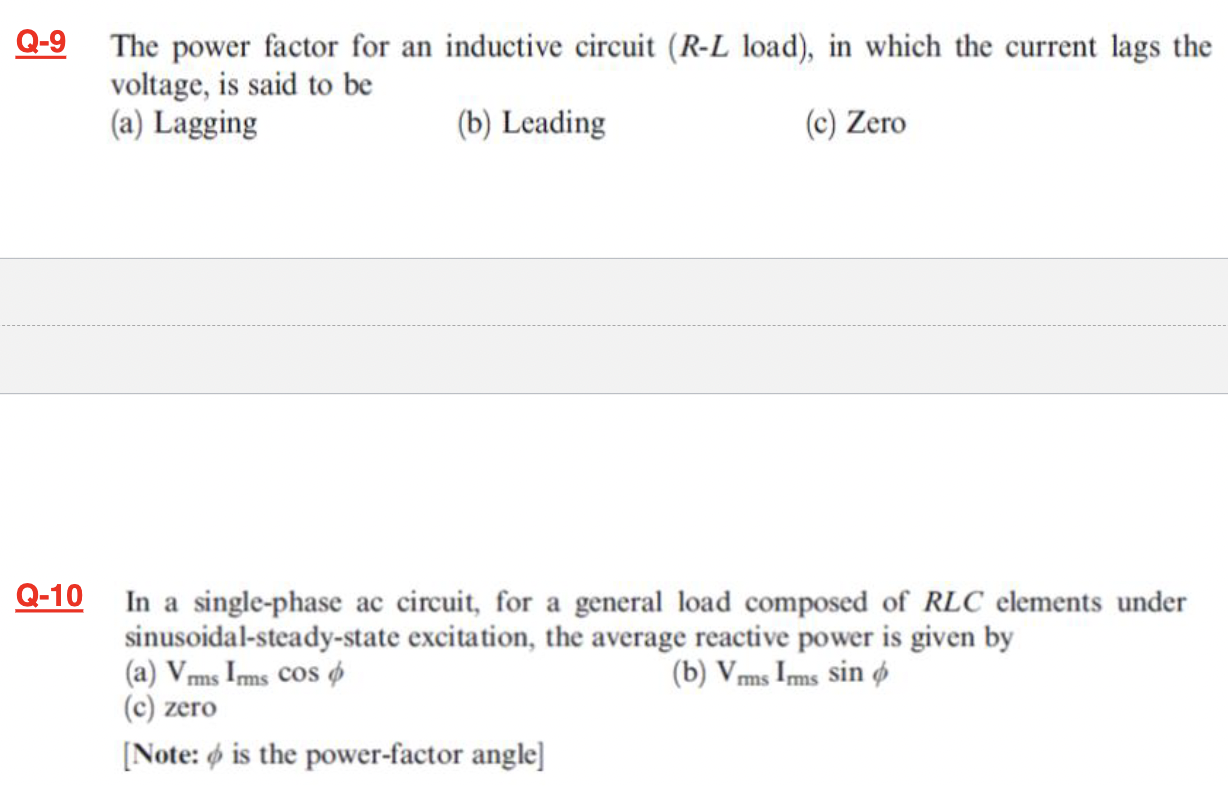 Solved The power factor for an inductive circuit ( R−L | Chegg.com