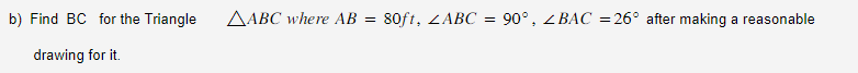 Solved b) Find BC for the Triangle ABC where | Chegg.com