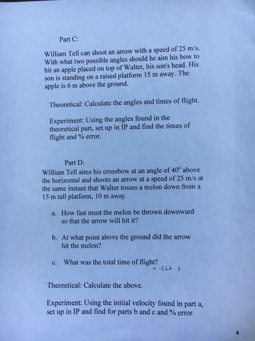Solved Lab 5: Projectile Motion FORMAT; DUE Tues. UNE 27. | Chegg.com