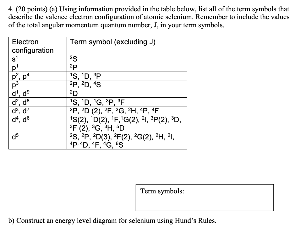 Solved 4. (20 points) (a) Using information provided in the | Chegg.com