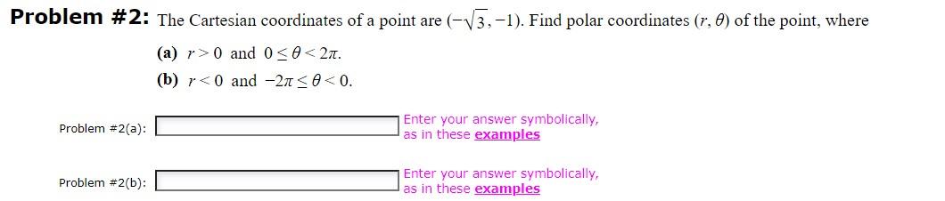 Solved Problem \#2: The Cartesian coordinates of a point are | Chegg.com