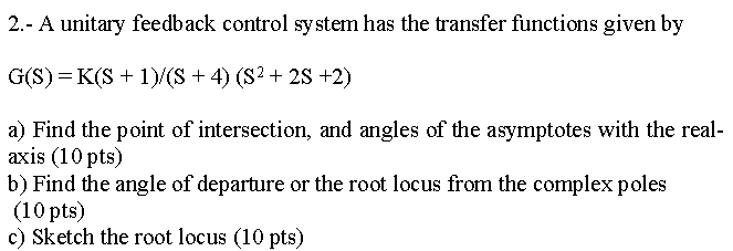 Solved 2.- A unitary feedback control system has the | Chegg.com