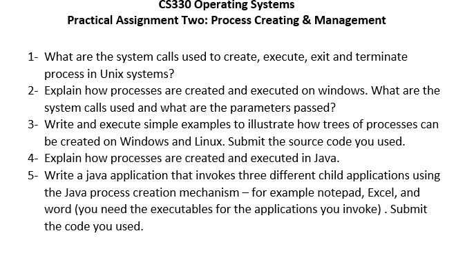 Solved CS330 Operating Systems Practical Assignment Two: | Chegg.com