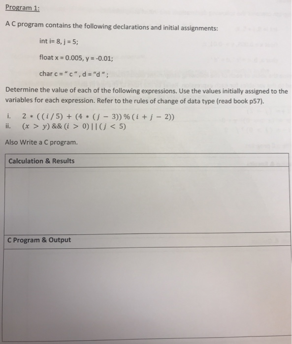 Solved Program 1: A C program contains the following | Chegg.com