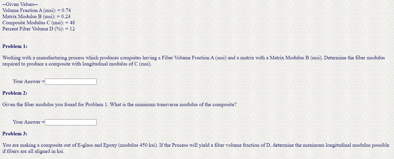 Solved From the data in Problem 3, determine minimum modulus | Chegg.com
