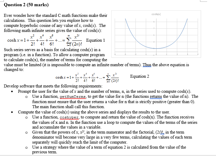 Question 2 (50 marks) cosh[x) Ever wonder how the | Chegg.com