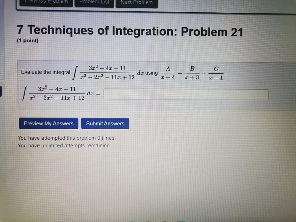 Solved vious Problem Problem List Next Problem 7 Techniques | Chegg.com