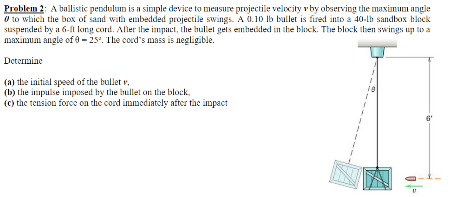Solved Problem 2: A ballistic pendulum is a simple device to | Chegg.com